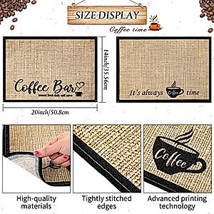 2 Pieces Coffee Bar Mat,Coffee Bar Accessories 20 x 14 Inch Coffee Bar Decoration Coffee Placemats for Coffee Machine, Coffee Bar, Countertops,Coffee Station Accessories (Coffee Time)