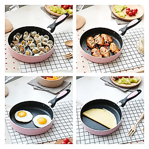 RATWIA Nonstick Frying Pan,Mini Egg and Omelet Pan-6 Inch, Induction Skillet Stone Coating Multipurpose Pan,PFOA Free,Pink