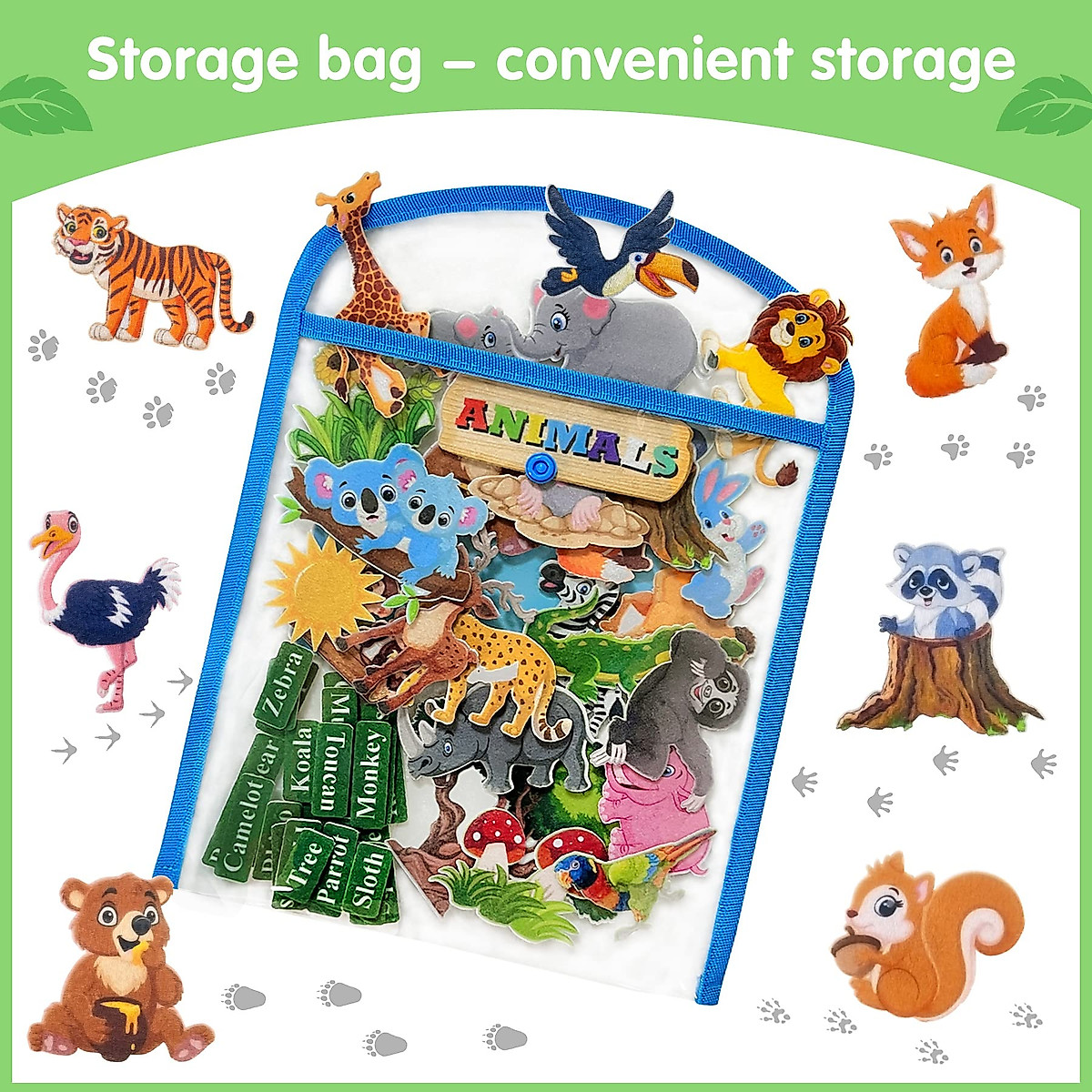 Craftstory Animals Felt Board Stories for Toddlers, Felt Animals Figures Toys Arts and Crafts Sensory Gifts for Classroom Storytelling School Daycare Supplies (Jungle)