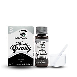 All in Beauty Henna for Brow Coloring and Tinting, Made from Natural and Harmless Ingredients, Tint your Brows, Long Lasting and Waterproof (Medium Brown)