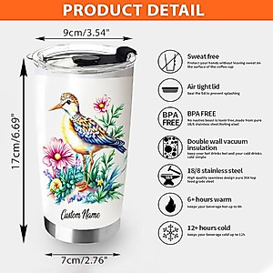 Sandpiper Gifts, Personalized Tumbler with Sandpiper Animal’s Name – Custom Cup for Animal Lovers, Gift for Women, Men, Boys, Girls, Gift for Birthdays & Christmas, 20oz Steel Coffee Cup 038CuQ