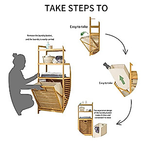 Baveke Laundry Hamper with 2-Tier Shelves and Tilt Out Basket, Laundry Baskets Organizer Hampers Bathroom Storage Shelf for Laundry Room, Bathroom, Nursery, Bedroom, Guest Room, Closet (Large)