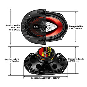 BOSS Audio Systems CH6930 Chaos Series 6 x 9 Inch Car Stereo Door Speakers - 400 Watts Max, 3 Way, Full Range Audio, Tweeters, Coaxial, Sold in Pairs