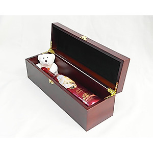 Lutong Wooden Storage Box with Hinged Lid and Front Clasp for Craft Gifts storage box - 14.29" x 4.41" x 4.6" - Brown color