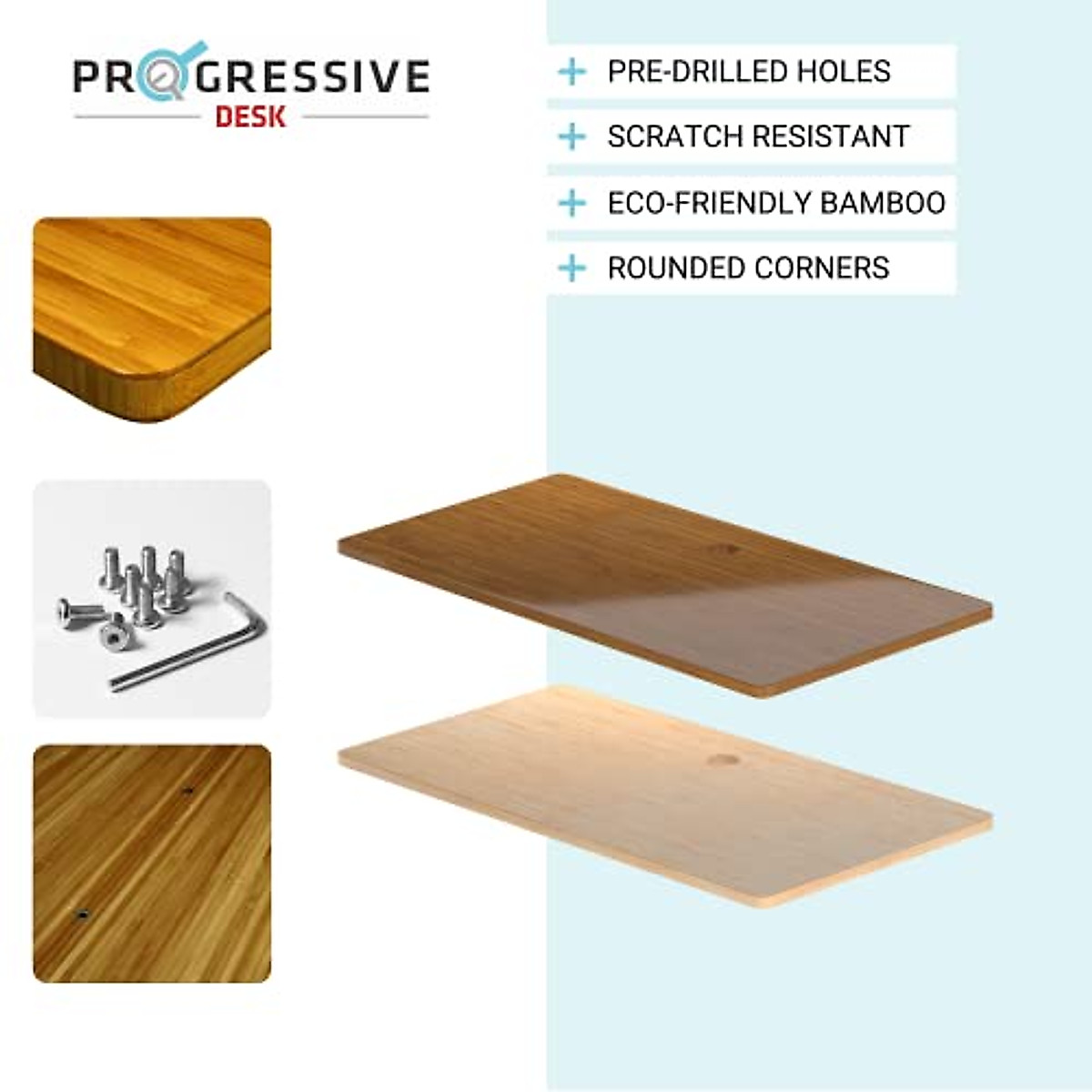 Standing Desk Bamboo, Dual Motor Stand up Desk Adjustable Height Electric 48x30 - Bamboo Dark Gloss, Black Frame