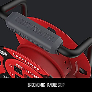 CRAFTSMAN Retractable Extension Cord Reel 1 Ft. With 4 Outlets, Cable Management & Heavy Duty 14AWG SJTW Cable