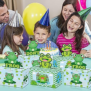 AHIONB Frog Party Favor Treat Boxes, 12 Pcs Cute Frog Party Favors Gift Boxes, Frog Paper Gift Boxes, for Frog Theme Birthday Baby Shower Party Supplies Decoration
