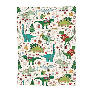 Eitqtbea Cute Christmas Dinosaur Blanket Kids Blanket Flannel Lightweight Throw Blankets Gifts for Boys Girls Adults 50"x40"