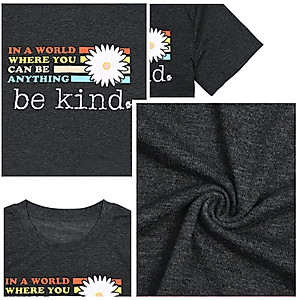 Be Kind Shirts Women Anything Be Kind Shirt Daisy Graphic Tee Inspirational T-Shirt Letter Printed Tee Tops