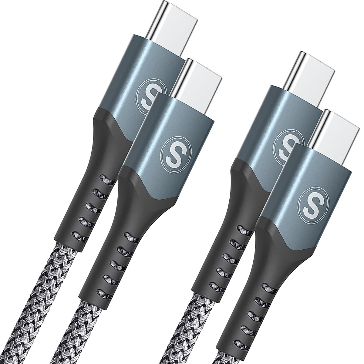 USB C to USB C Cable [2-Pack 6.6ft] PD 60W iPhone 16 Charger Nylon Braided Cord for iPhone 16 15 Pro Max Plus MacBook iPad Pro Air Mini Samsung S24 S23 S22 S21 S20 S10 Note 20 10 Flip LG Moto Pixel LG