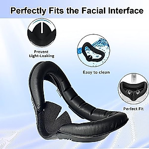 VR Face Pad for Oculus Quest 2, Fitness Facial Interface Bracket, Face Cushion Pad for Meta Quest 2 Accessories with 2 Replacement Pads,Lens Cover, Nose Pad and Air-Circulation Design