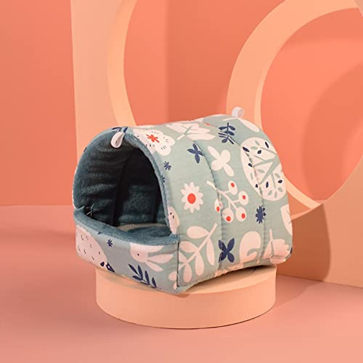 Guinea Pig House Bed Cozy Hamster Cave Hideout for Dwarf Rabbits Hedgehog Chinchilla Hamster Bearded Dragon and Other Small Animals Winter Nest Hamster Cage Accessories Cyan M