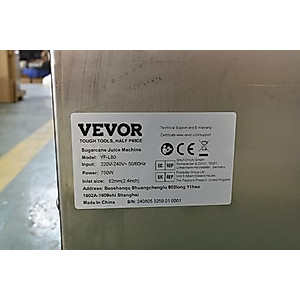 VEVOR Electric Sugar Cane Juicer, 750W Sugarcane Juicer Machine with 661LBS/H High Output, 3 Stainless Steel Rollers, 2.4" Large Inlet, Sugarcane Juice Extractor Squeezer on Wheels for Home/Commercial