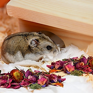 5.5 Oz Natural Flower & Herb Hamster Bedding, Small Animal Soft Flower and Dried Fruit for Hamster Cages and Habitat Decor, Flower Bedding Odor Control for Hamster Chinchilla and Other Small Pet