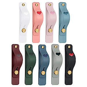 Weewooday 9 Pieces Phone Grip Holder Telescopic Finger Strap Phone Bracket Portable Phone Grips Band with Heart Pattern, Loop Finger Kickstand for Universal Cell Phones (Soft Colors)
