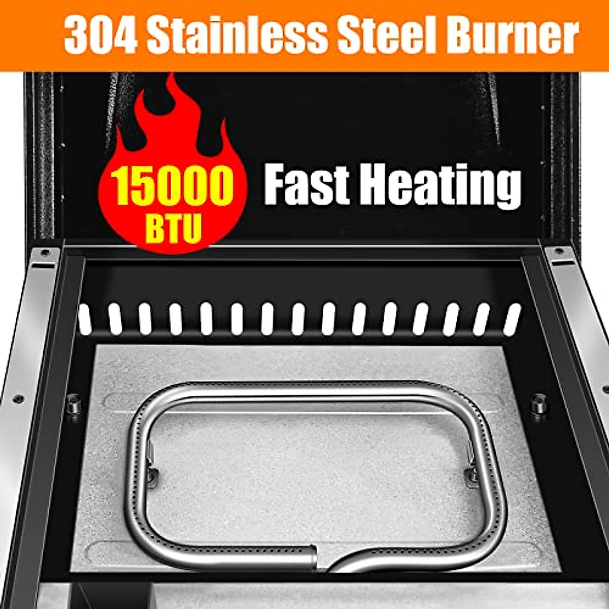 QuliMetal Table Top Grill Portable Griddle with Hood Non-Stick Flat Top Grill Griddle Propane Grill with Carry Bag 17 Inch,15,000 BTU,268 Sq,304 Stainless Steel Burner,Ceramic Coating for Outdoor Camping Party Tailgating