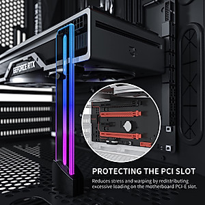 novonest GPU Support Bracket,5V 3PIN ARGB Graphics Card GPU Brace Support Video Card Sag Holder/Holster Bracket,Vertical GPU Mount,Transparent Acrylic,Side Neon Light,GH03ARGB(N)