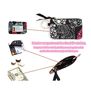 PUPU Women's Cotton Zip ID Case Wallet (Navy-19)