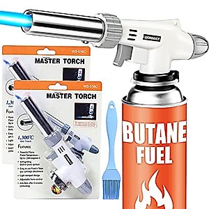 2 Pcs Butane Torch Head Master Torches Kitchen Blow Torch Chef Cooking Torches Lighter Adjustable Flame With Safety Lock Culinary Torch For Creme Brulee BBQ Butane Gas Not Included