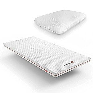 The Premium Mattress Topper by Dormeo (Twin XL) and True Evolution Pillow Bundle