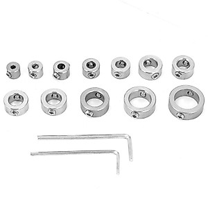 Kadimendium 12pcs 3-16mm Stainless Steel Drill Depth Stop Bit Collar Set Drilling Limit Ring Dowel Shaft Chuck Stop Collar Set with Hex Wrench
