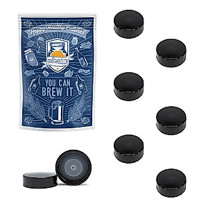Kombucha Airtight Re-usable Secondary Fermentation Lids 8pk | Fits most store-bought Kombucha Bottles & Most Growlers | 38mm polyseal cap | Rust free