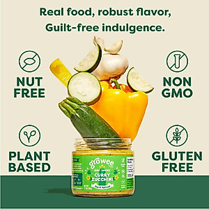 Growee Foods Indian Style Curry Zucchini Chip Dip & Spread – Creamy Salsa & Hummus Alternative – Dairy-Free Queso, Vegan Mayo & Salad Dressing Substitute – Gluten-Free, Nut-Free, Non-GMO – 12 oz