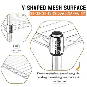 Catalina Creations EFINE 3-Shelf Shelving Unit Unit with 3-Shelf Liners,Adjustable Storage Shelves,Heavy Duty Organizer Wire Shelving Rack for Pantry Closet Kitchen Basement