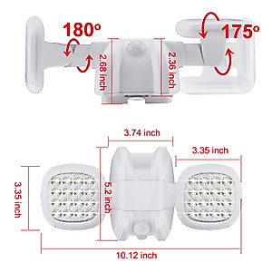HONWELL Motion Sensor Light Outdoor Battery Powered Outside Security Flood Light Cordless IP65 Waterproof 32 LED Dual Head Spotlights, Motion Detector Lights for House Garage Porch Garden Shed