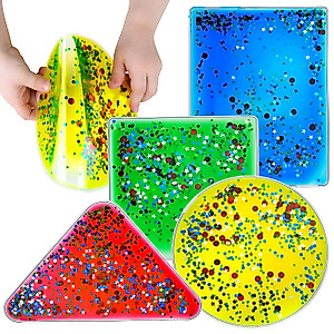 Playlearn Sensory Gel Pads - Sensory Bag - 3D Folding Pads 4pk - Fidget Toys - Tactile Sensory Toys
