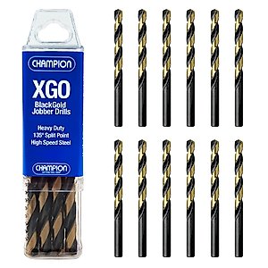 Champion Cutting Tool Heavy Duty BlackGold Jobber Drill Bits, 135 Degree Split Point: XGO-5/16 (6 pieces per pack)-MADE IN USA