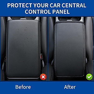 Tesla Model 3/Y Armrest Accessories - Wonarby Center Console Cover for Tesla - Car Armrest Box Cover Decoration Interior for Model 3 2017-2023 2024 2025 or Model Y 2020-2023 2024 2025 - Black