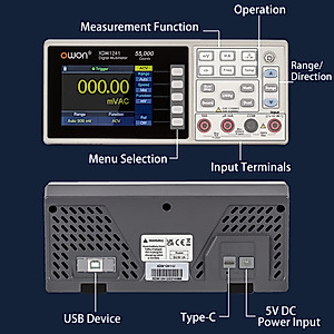 XDM1241 3.5 in LCD Multimeter Portable Desktop Digital Multimeter Multi Testers for Laboratories,Instruments and Factories(Built-in Batteries and Support DC 5V 2A)