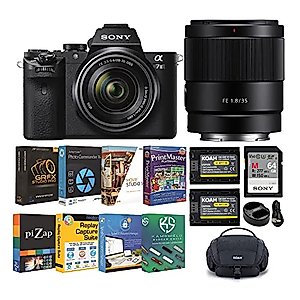 Sony Alpha a7II Mirrorless Digital Camera with 28-70mm f/3.5-5.6 OSS and 35mm f/1.8 Large Aperture Lens Bundle (6 Items)