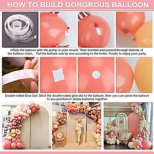 Pink Balloon Arch Kit, 120pcs Macaron Pink Balloon Garland Arch Kit, Orange Apricot and Metallic Rose Gold Balloon for Girls Boho Balloon Arch for Baby Bridal Shower, Birthday Party and Princess Theme
