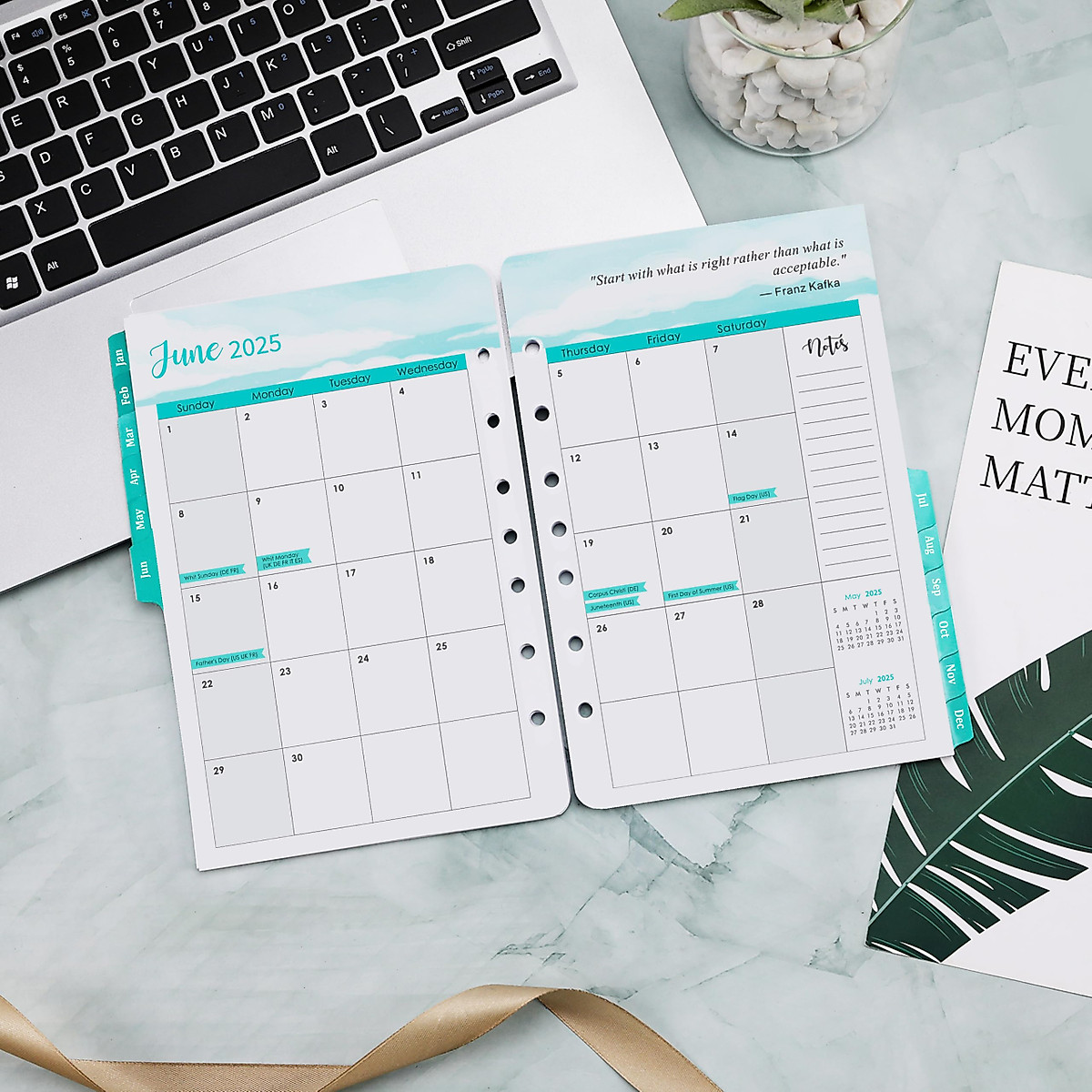 2024-2025 Planner Refills - Planner Refills, JUL 2024 - JUN 2025, A5 Planner Inserts, 5.5 x 8.5 inch, 7 Holes, 2024-2025 Weekly & Monthly Planner Refills, A5 Planner Refills - Green