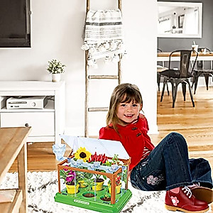 EXBEPE Kids Gardening Kit Greenhouse Growing Terrarium Kit Plant Growing Set Discovery Educational Gardening Gift for Boy & Girl