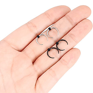 Longbeauty 14G 16G Pincher Septum Rings C Shape Buffalo Stainless Steel Horseshoes Nose Ring Taper Kit Septum Piercing Jewelry with O-Rings for Women Men