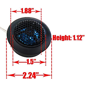 Modengzhe 120W Car Dome Audio Tweeter, Support Flush or Surface Mount, 2 Inches