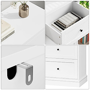 FOTOSOK White Dresser, 6 Drawer Dresser White, Modern Double Chest with Deep Drawers, Wide Storage Organizer Cabinet for Living Room Home