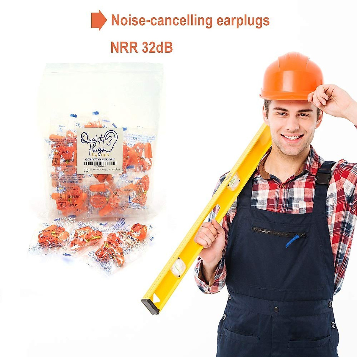20 Pair Foam Ear Plugs with Cord - Soft & Comfortable Disposable Ear Protection - Individually Wrapped with Noise Cancelling up to 32dB - Ideal for Sleeping Construction Shooting Sports Mowing