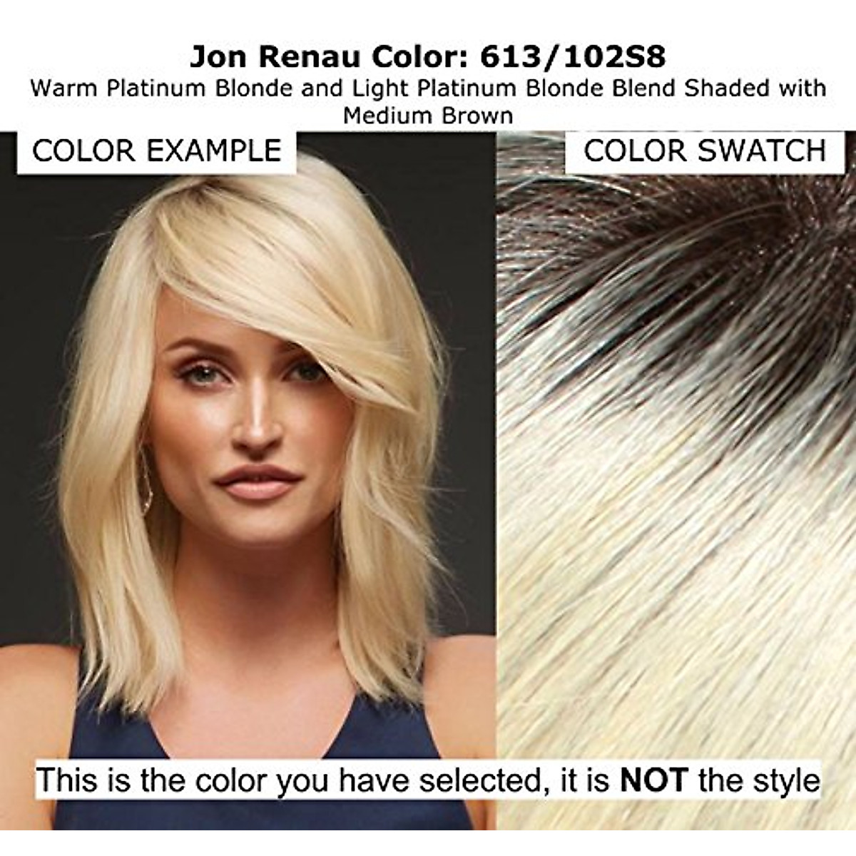 Bundle - 3 item: Blake Large Exclusive Remy Human Hair Wig by Jon Renau, Christy's Wigs Q & A Booklet & Wide Tooth Comb - Color: 613/102S8