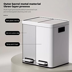 LEASYLIFE 5.28 Gallon Stainless Steel Metal Dual Stream Step-On Trash,2 Compartments, Recycle Bins for Kitchen,Trash and Recycle Bin Combo for Kitchen (20L)