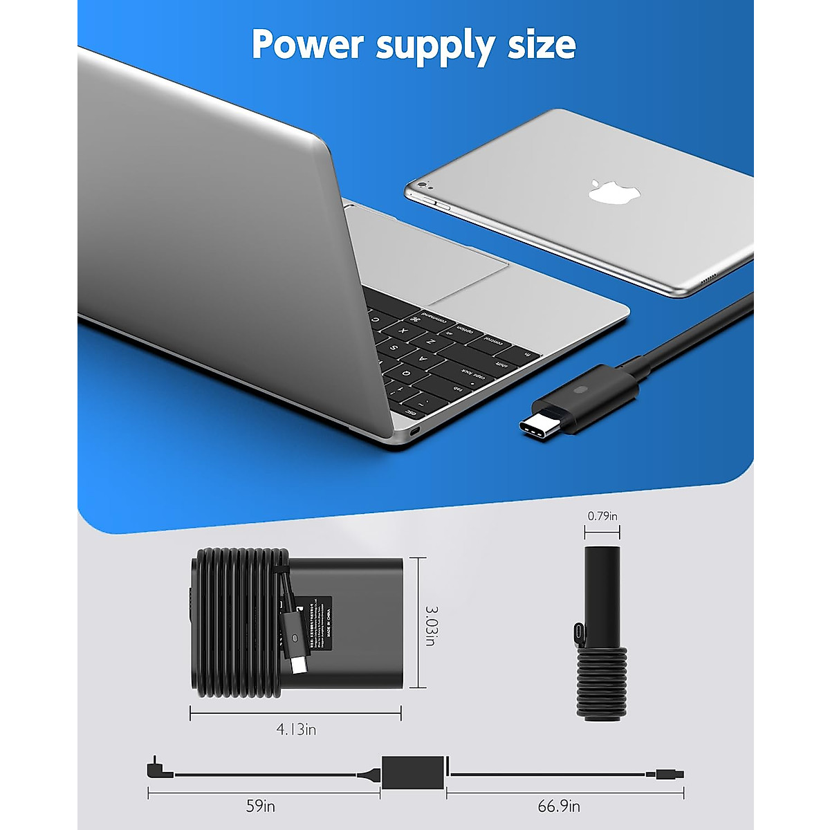 65W 45W USB C Laptop Charger for Dell Latitude 7420 5420 5520 5430 5440 7440 5450 5530 7330 7430 5540 5320 7320 9430 3450 3550 7410 2in1, XPS 13, Chromebook 3100 Computer Type C AC Adapter