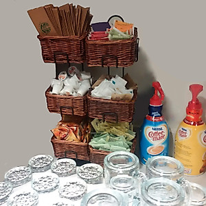 Mobile Merchandisers CR0620-3B-MB 3-Tier 3 Square Willow Basket Counter Display Rack,Brown