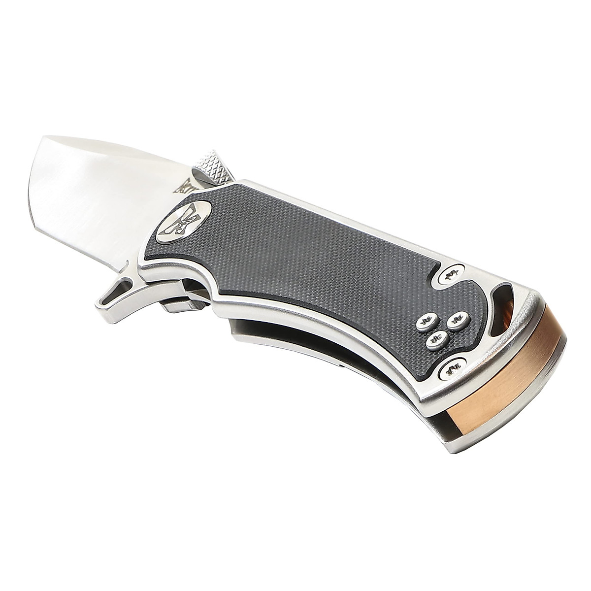 KRUDO Knives KARSINO10 LTE Folding EDC Knife with Drop Point Blade, G10 Inlays, SS Ball Bearing Washers, Louis Krudo’s Original Thumb Wedge for Pocket Deployment, Tactical Pocket Knife, Pocket Art.