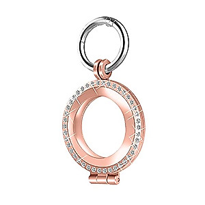 Guppy Protective Case for Airtag Finder, Luxury Bling Shiny Crystal Rhinestone Diamond Metal Tracker Holder Anti-Scratch Shockproof Protective Skin Cover with Keychain Ring for AirTags Rose Gold