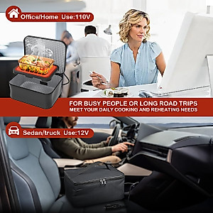 TN TONNY Mini Portable Oven,12V /110V Electric Lunch Box Personal Food Warmer Microwave Heated Lunch Box Portable Lunch Totes for Office/Home/Truck/Outdoor