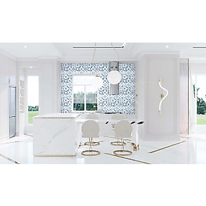 Dimoon Wallpaper 17.7’’x78.7’’ Contact Paper Thicken Blue White Floral Flower Tile Peel and Stick Removable Wall Waterproof Embossed Self Adhesive Vinyl