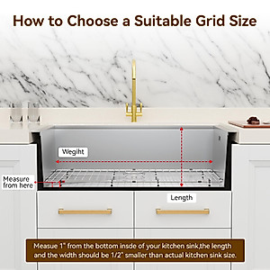 Stainless Steel Sink Grid and Protectors for Bottom of Kitchen Sink，26" x 14" Inches with Rear Drain